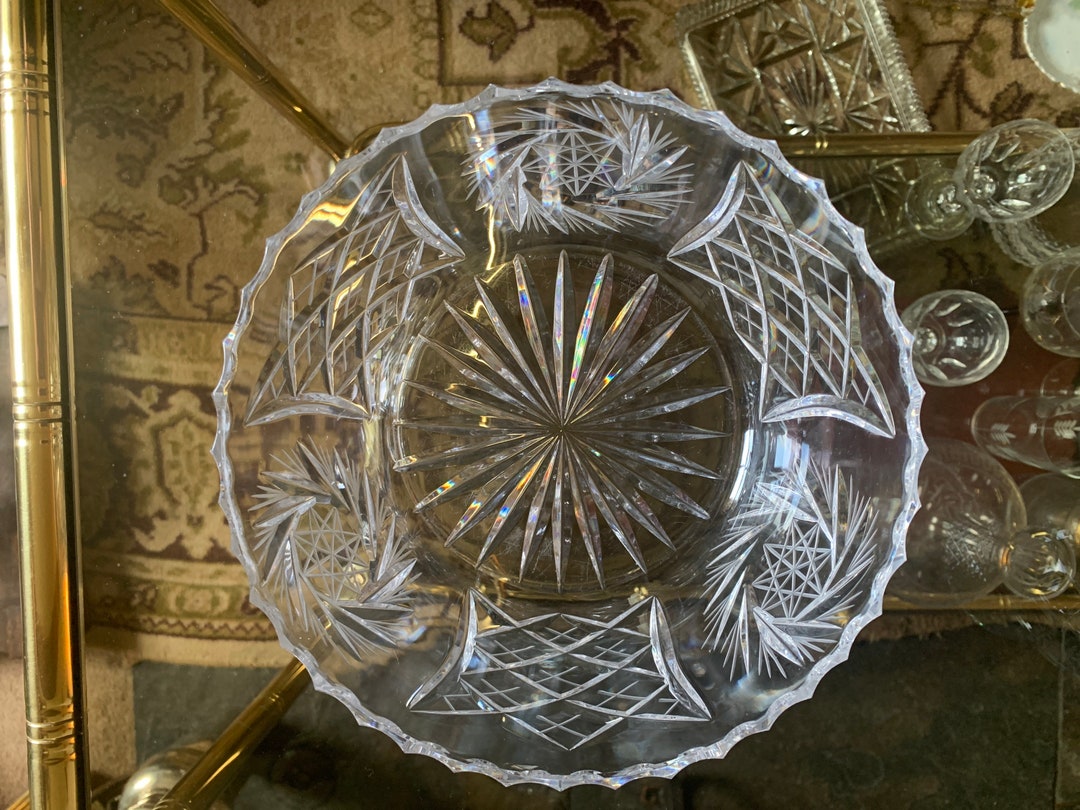 Vintage Deep Cut Crystal Bowl, Deep Cut Crystal Pinwheel Bowl, Deep ...