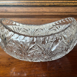 Large Crystal Boat Shaped Bowl, Large Crystal Bowl, Crystal Hobstar ...