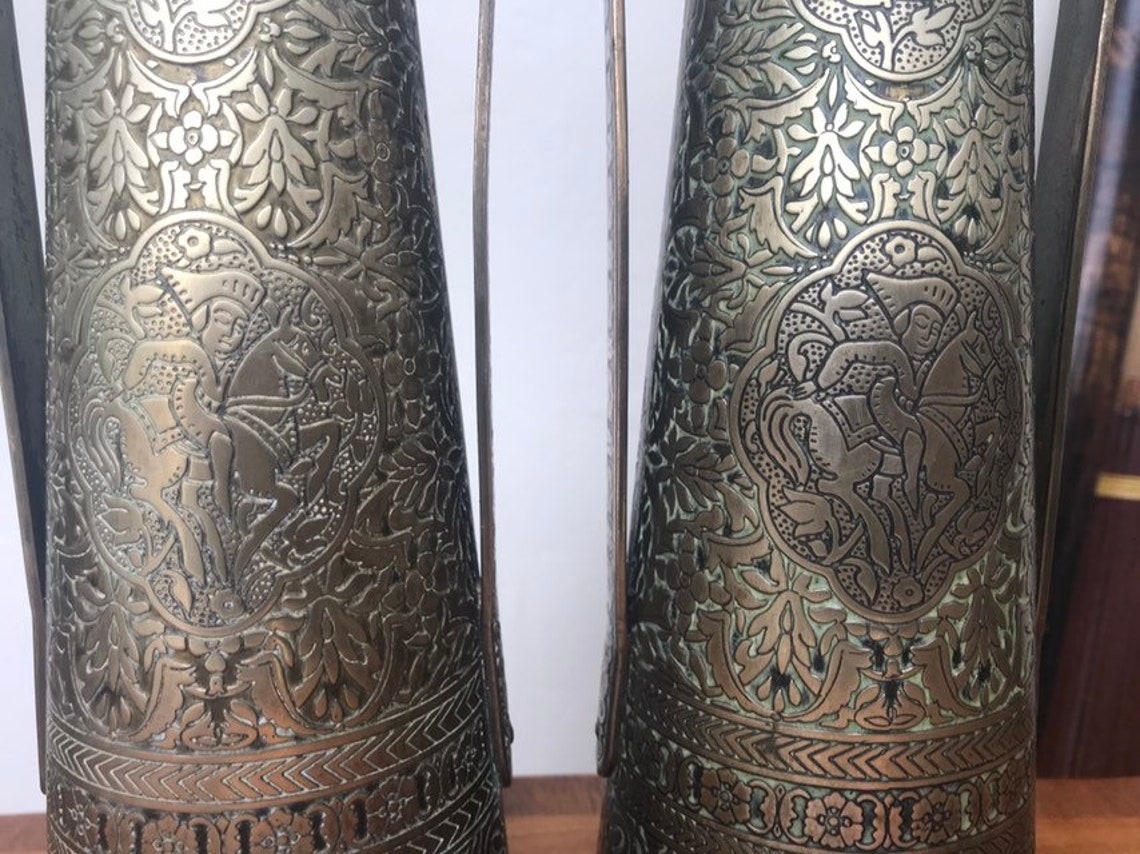 Vintage Art Nouveau Kinko Brass Vases Spill Vases Candle | Etsy