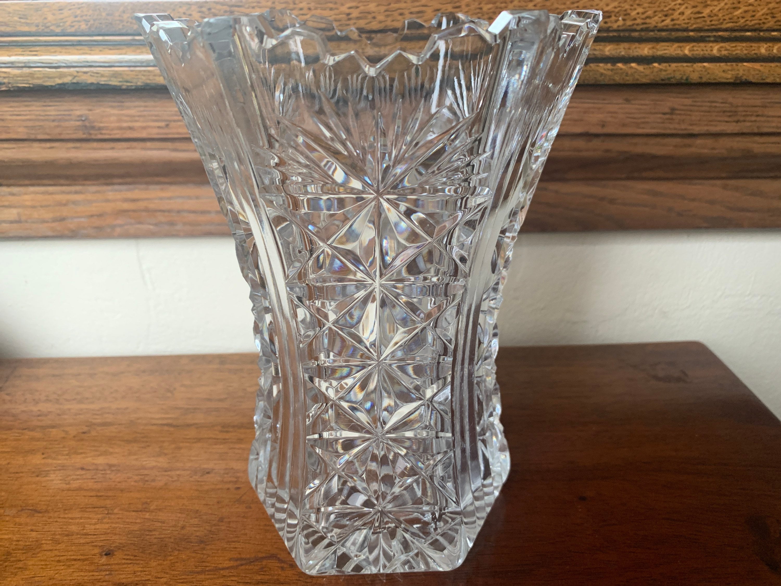 Vintage Heavy Deep Cut Crystal Vase Crystal Flower Holder | Etsy