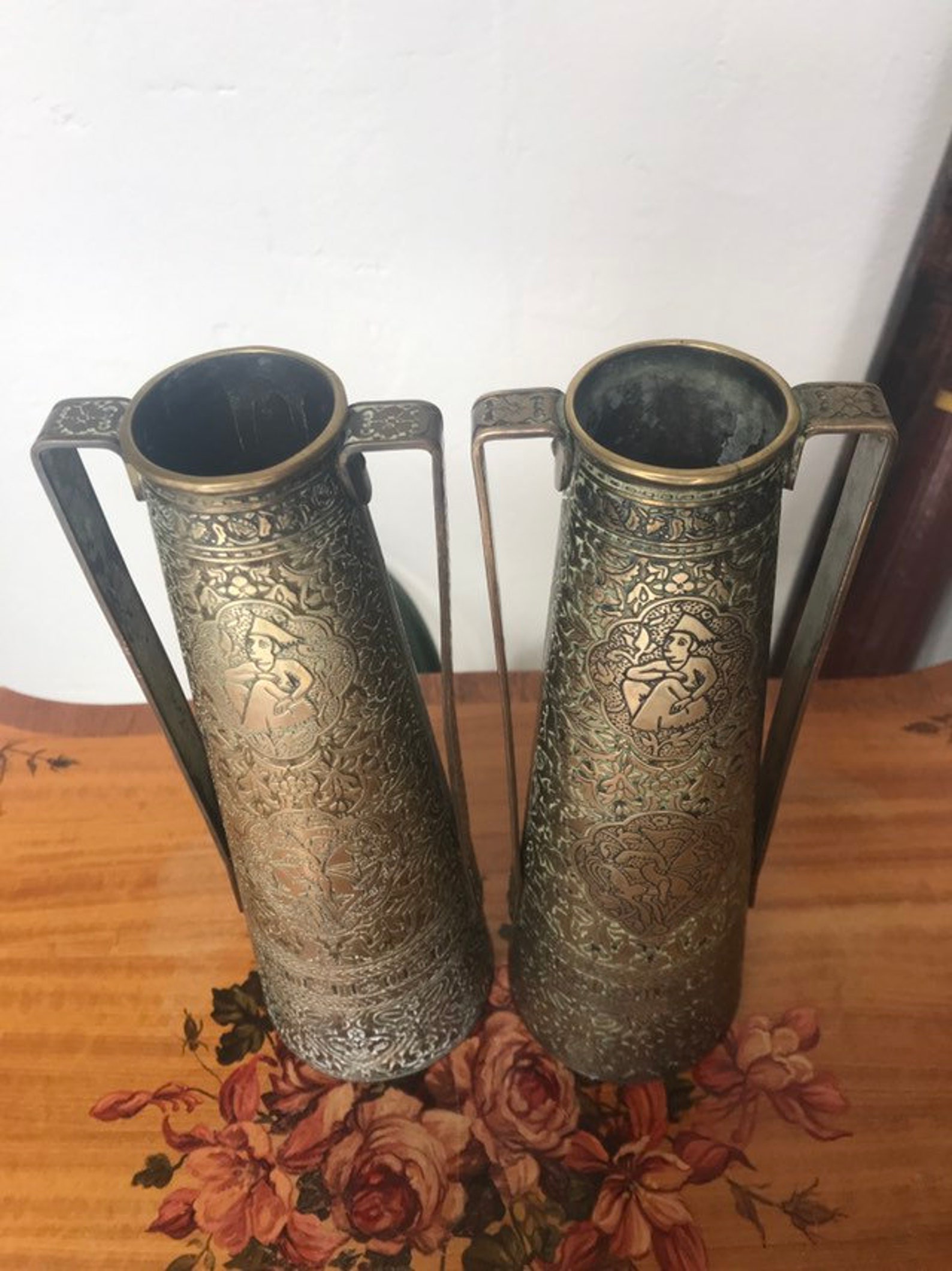 Vintage Art Nouveau Kinko Brass Vases Spill Vases Candle | Etsy