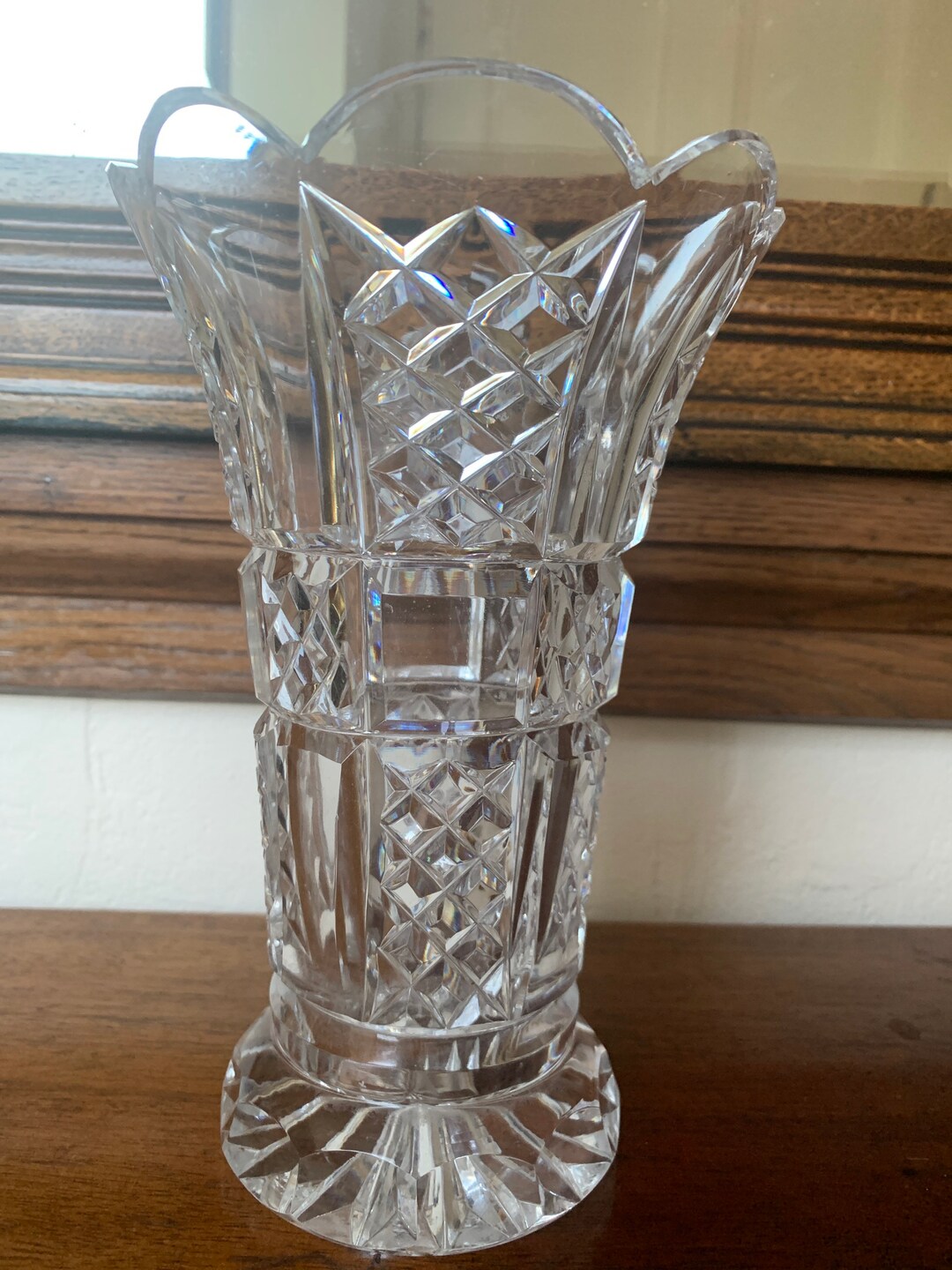 Vintage Deep Cut Crystal Vase, Cut Crystal Vase, Vintage Cut Crystal ...