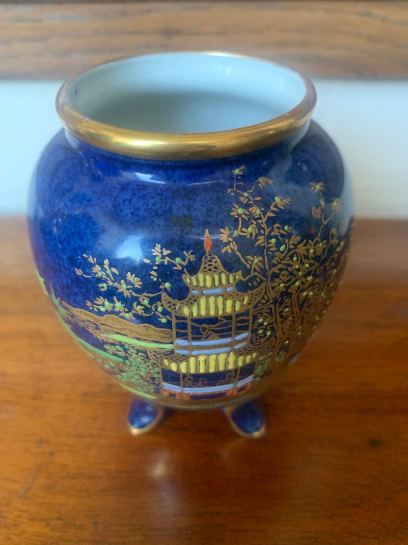 Antique Carlton Ware Bleu Chinoiserie Vase, Carlton Ware Blue Pagoda ...