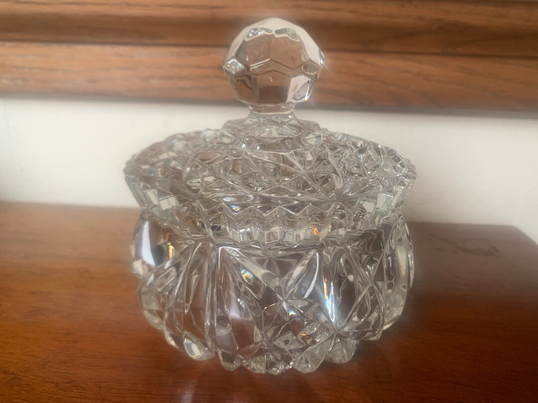 Vintage Deep Cut Crystal Bowl. Heavy Deep Cut Crystal Trinket Bowl ...