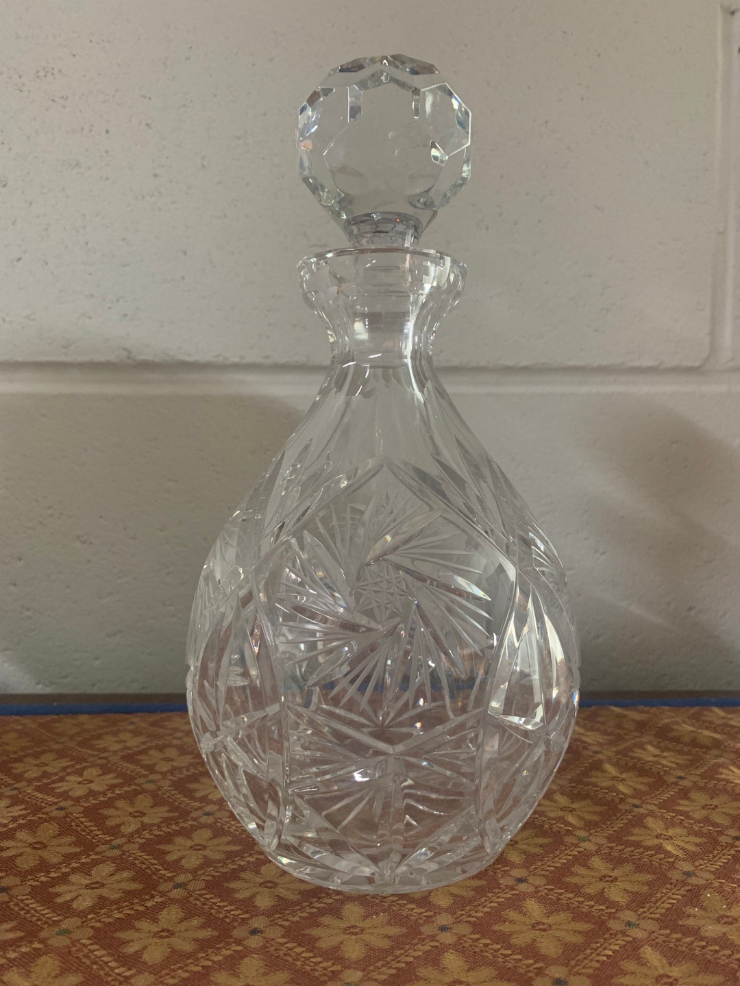 Vintage Bohemian Heavy Deep Cut Crystal Decanter, Bohemian Deep Cut ...