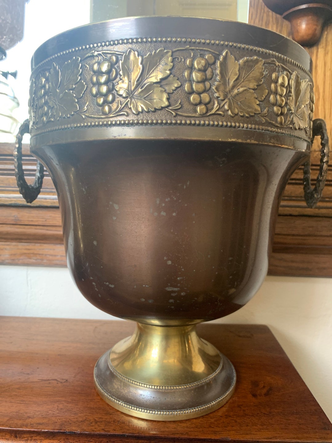 Antique Art Nouveau Planter - Edwardian Large Brass and Bronze Coloured ...