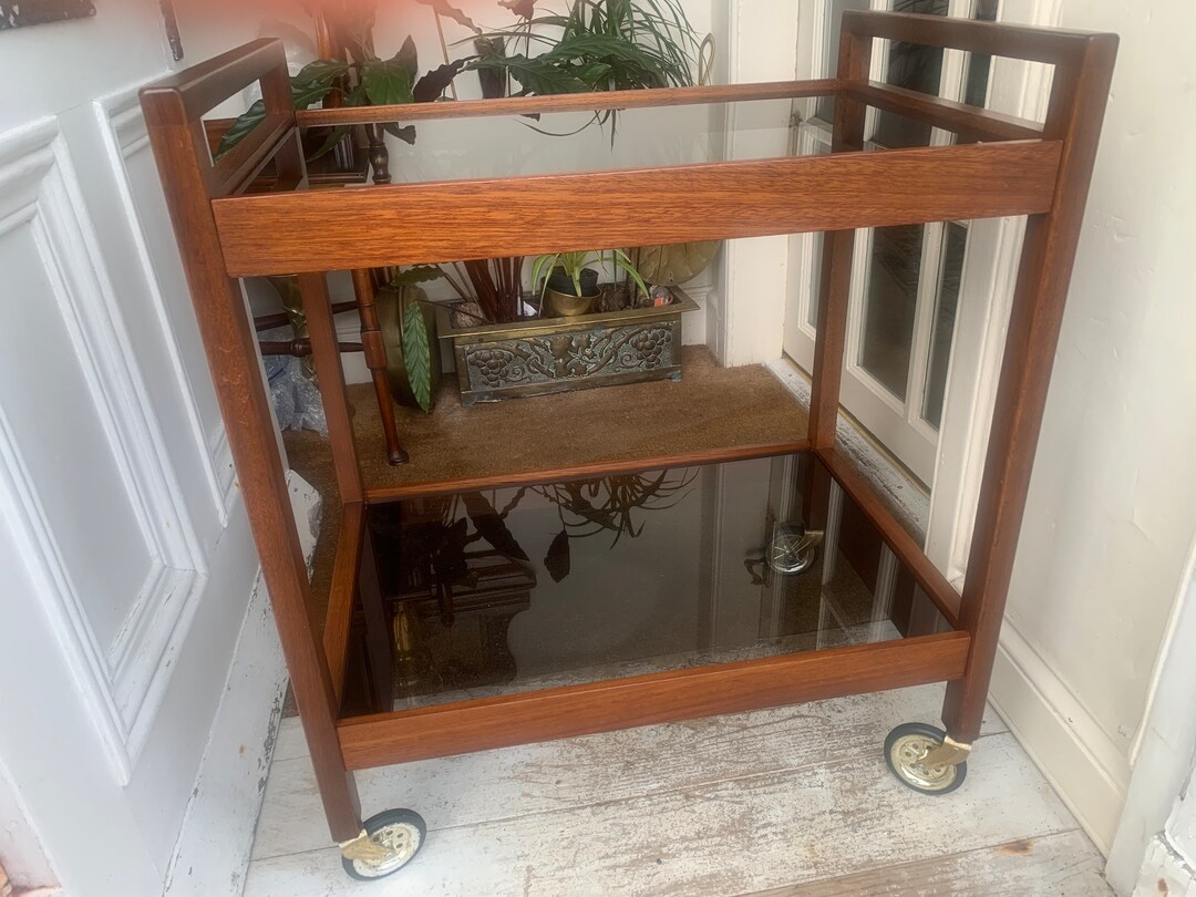 Vintage Drinks / Tea Trolley, Wooden Bar Cart, Vintage Drinks Trolley ...