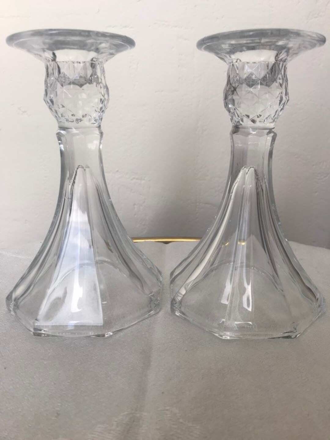 Vintage Cut Crystal Glass Candlesticks, Glass Candlesticks, Clear ...