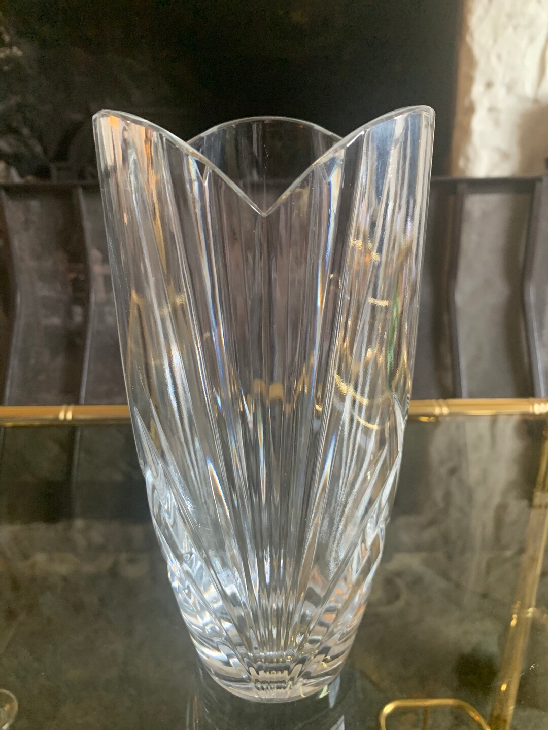 Vintage Heavy Crystal Vase, Vintage Crystal Flower Holder, Heavy Deep ...