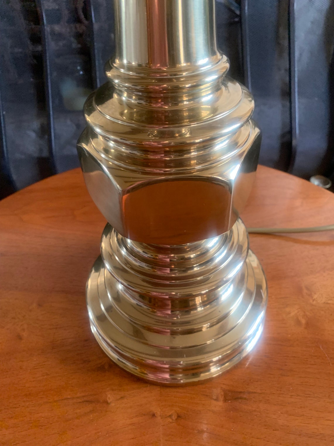 Vintage Brass Table Lamp, Solid Brass Table Lamp, Large Heavy Hexagonal ...