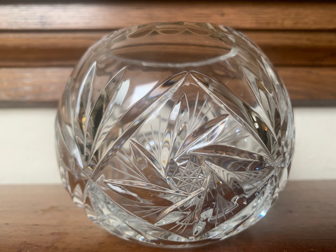 Vintage Deep Cut Crystal Posy Bowl, Crystal Rose Bowl, Deep Cut Crystal ...