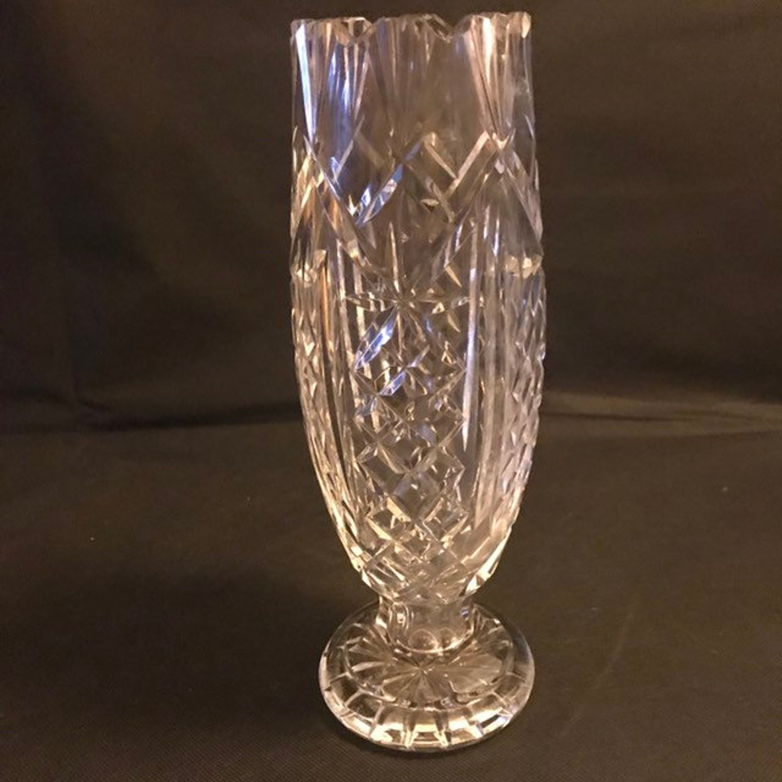 Antique Vintage Cut Glass Crystal Vase | Etsy