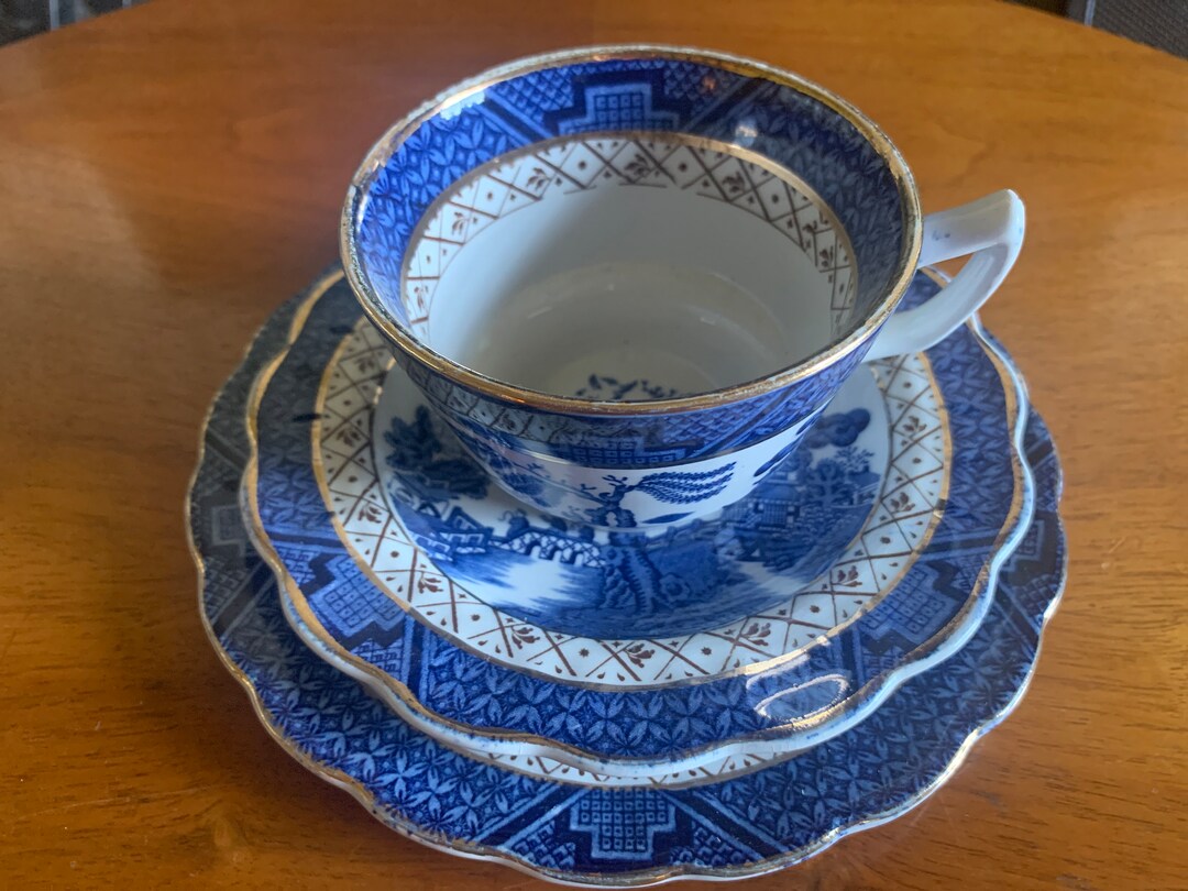 Antique Booths Old Willow Trio, Booths Old Willow Blue & White Trio - Etsy