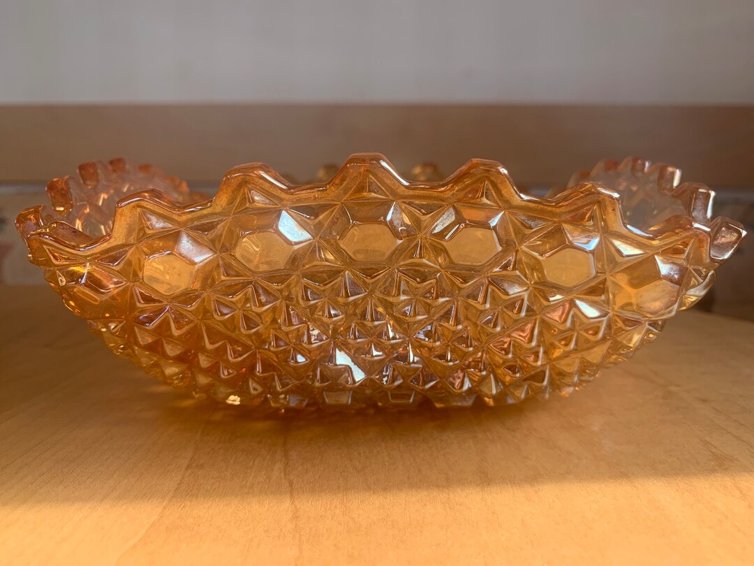 Vintage Marigold Carnival Glass Square Dish, Carnival Glass Bowl ...