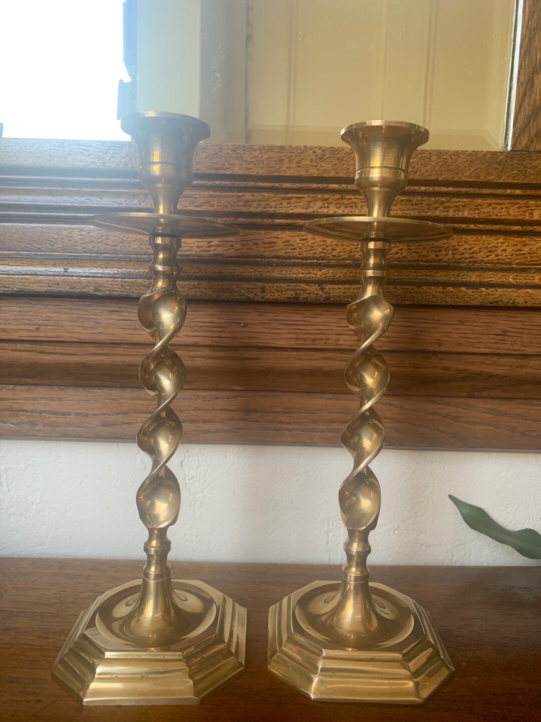 Antique Solid Brass Candlesticks, Vintage Solid Brass Barley Twist ...
