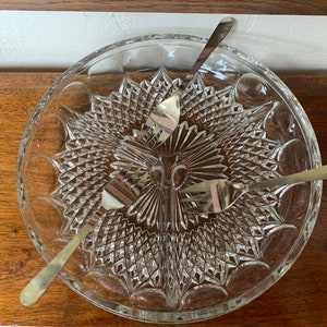 Vintage Sheratonn Cut Glass Serving Diss, Glass Sectional Serving Dish ...