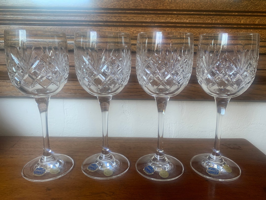 Bohemian Fine Crystal Wine Glasses, 4 X Bohemia Crystal Wine Goblets ...