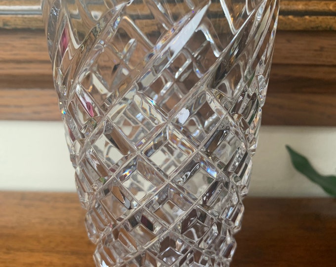 Vintage Deep Cut Diamond Pattern Crystal Vase, Diamond Cut Crystal Vase ...