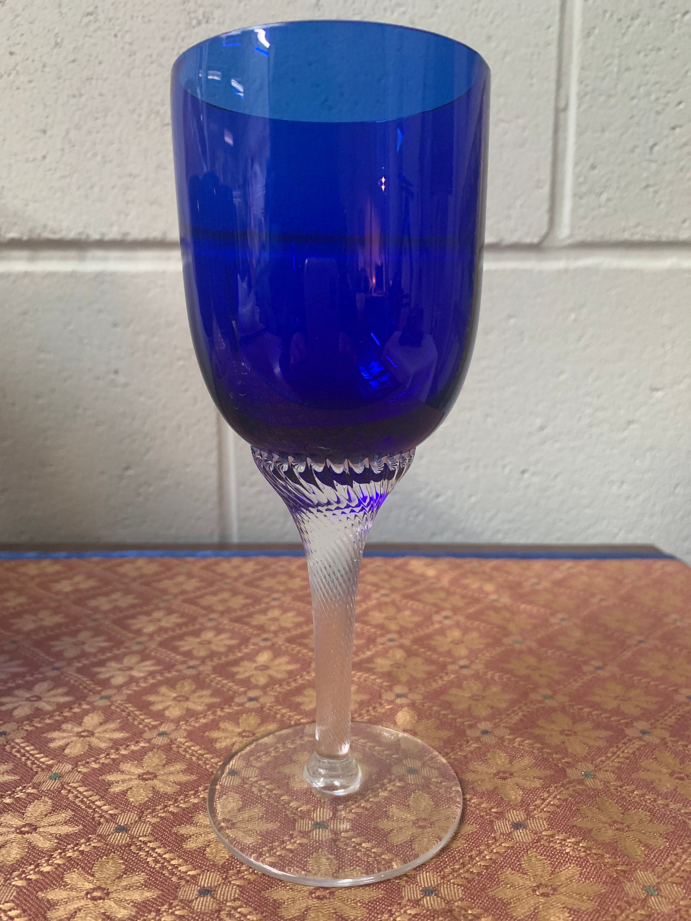 Vintage Cobalt Blue & Clear Wine Goblets Vintage Cobalt Blue - Etsy