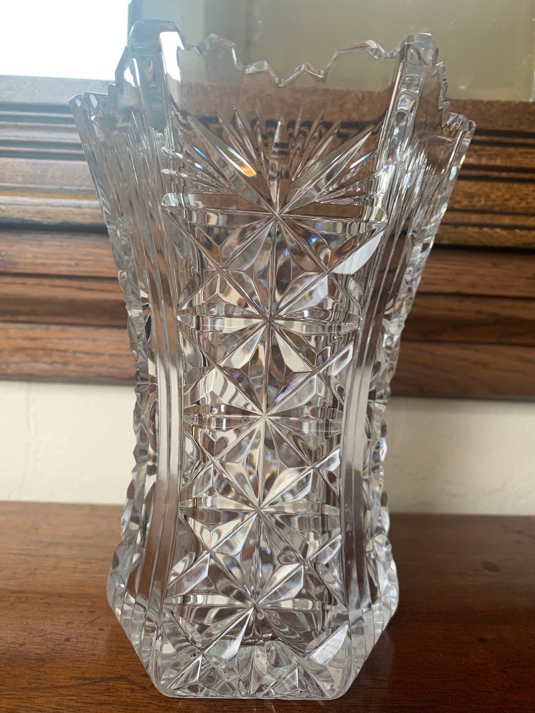 Vintage Heavy Deep Cut Crystal Vase, Crystal Flower Holder - Etsy