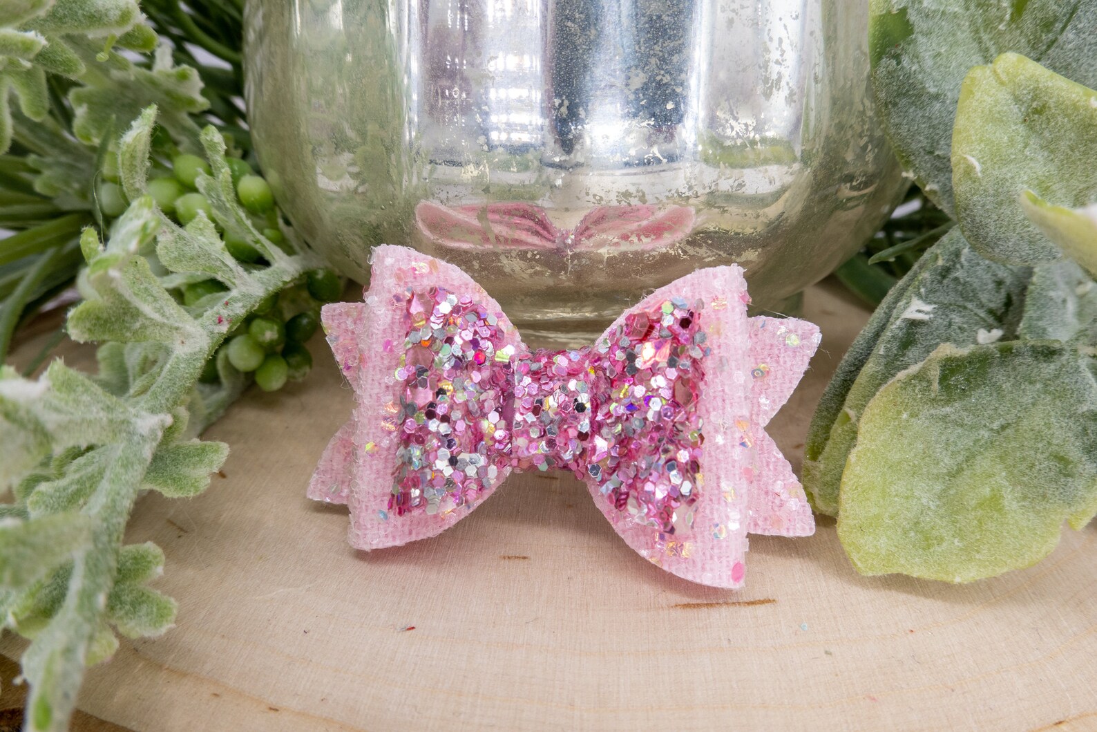Fancy Dog Bows With Pink Glitter. Small Dog Hair Bows for Girl Dog ...