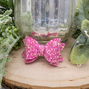 Fancy Hot Pink Glitter Dog Bow. Small Dog Hair Bows. Cute for Dog ...