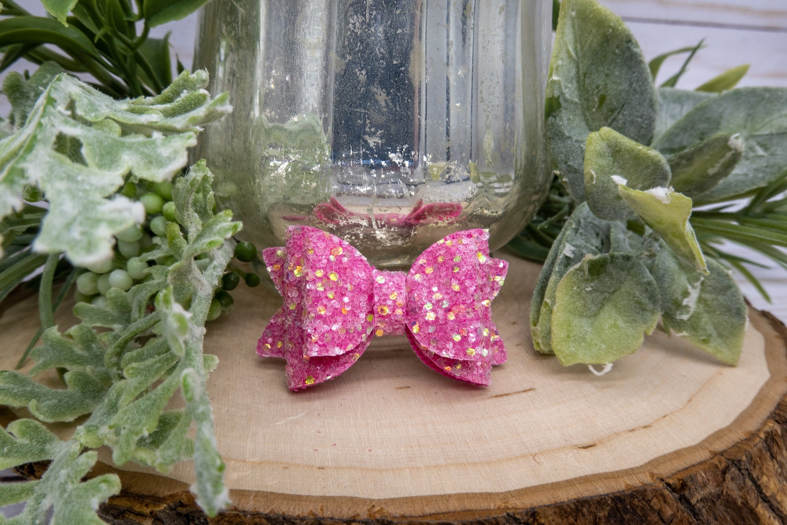 Fancy Hot Pink Glitter Dog Bow. Small Dog Hair Bows. Cute for Dog ...