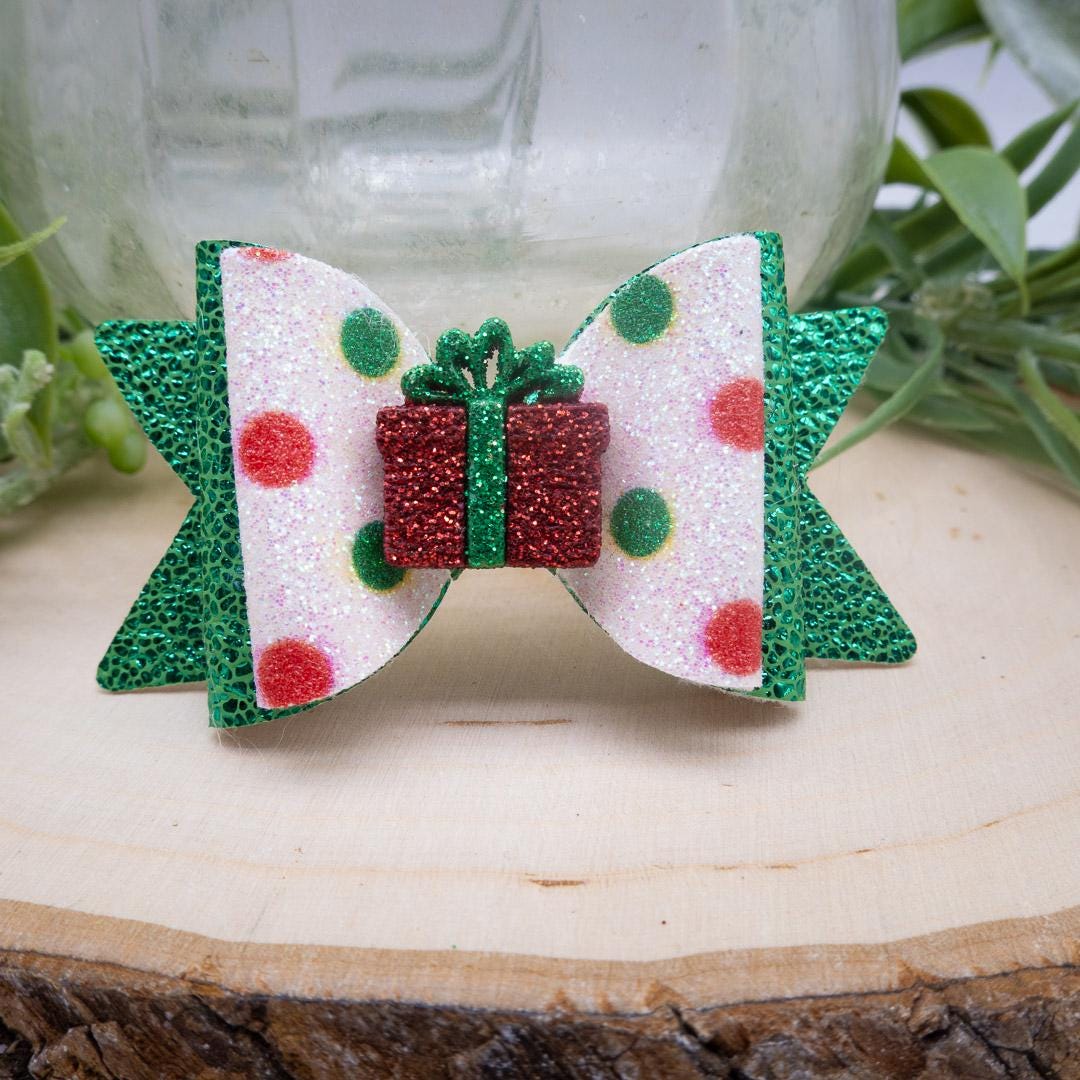 Christmas Dog Bow. Red & Green Polka Dot Dog Hair Bow. Girl Dog or Boy ...