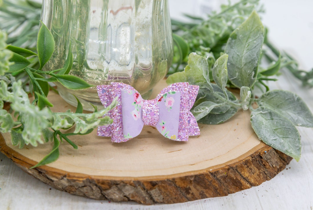 Cute Dog Hair Bows, Lavender Purple Floral and Glitter Dog Bow, Yorkie ...