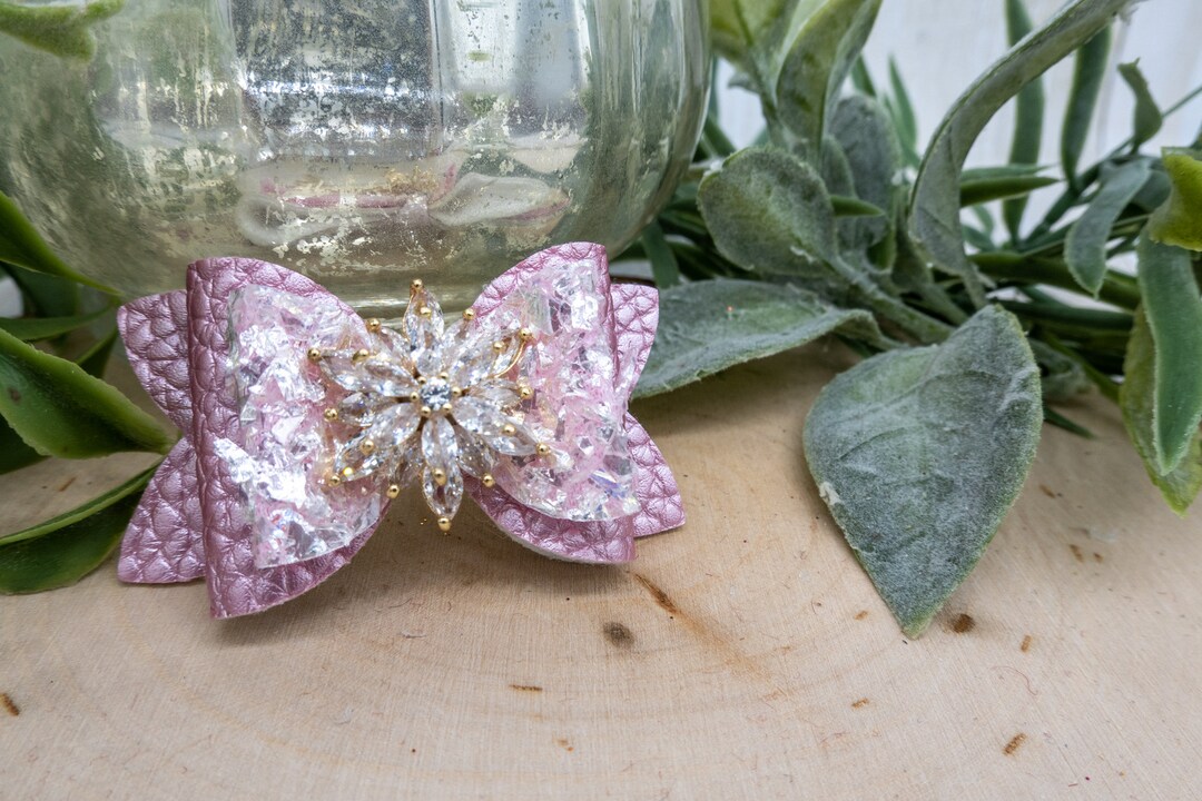 Cute Dog Bows. Gorgeous Shiny Pink Dog Hair Bow. Rhinestone Center ...