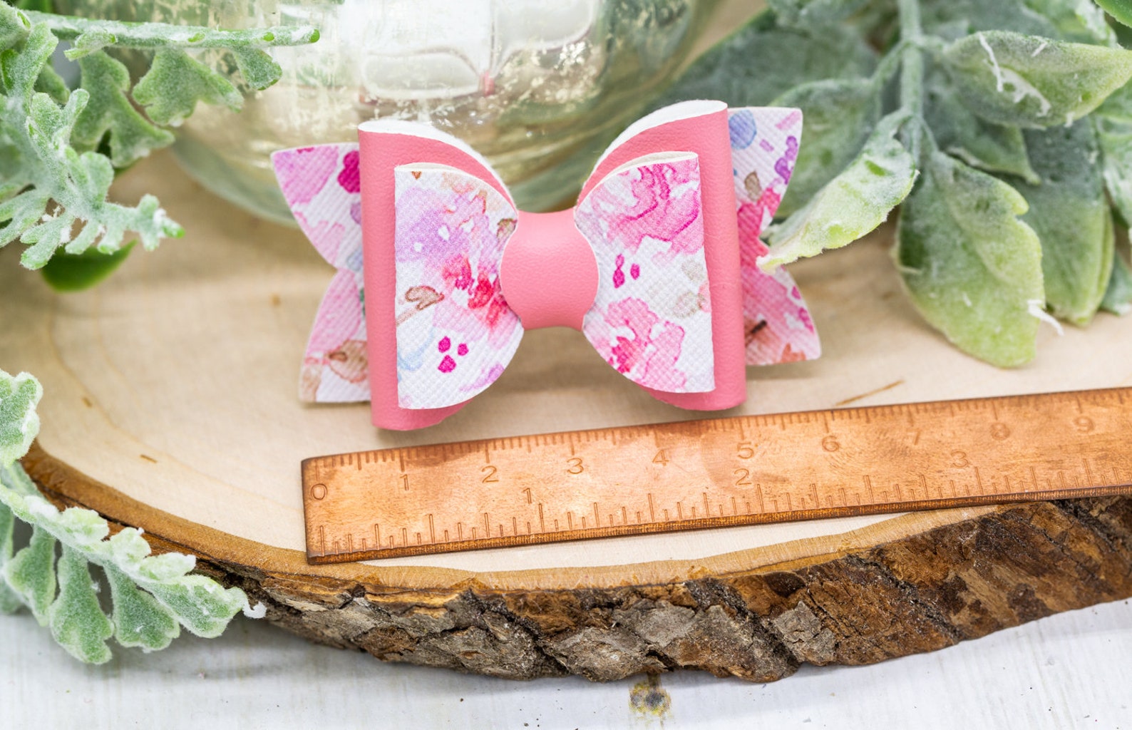 Cute Dog Hair Bows Peachy Pink With Lavender & Pink Floral - Etsy