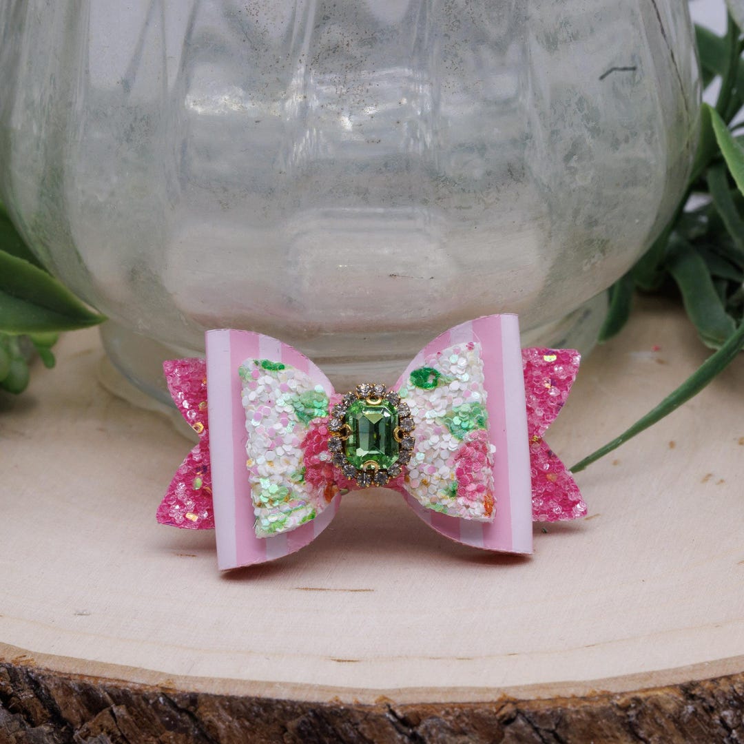 Cute Dog Bows. Pink and Green Dog Hair Bow. Optional Centers. Girl Dog ...