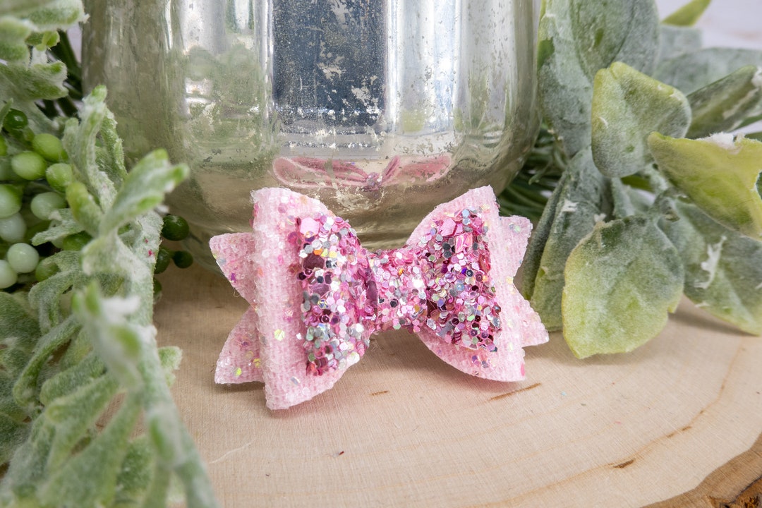 Fancy Dog Bows With Pink Glitter. Small Dog Hair Bows for Girl Dog ...
