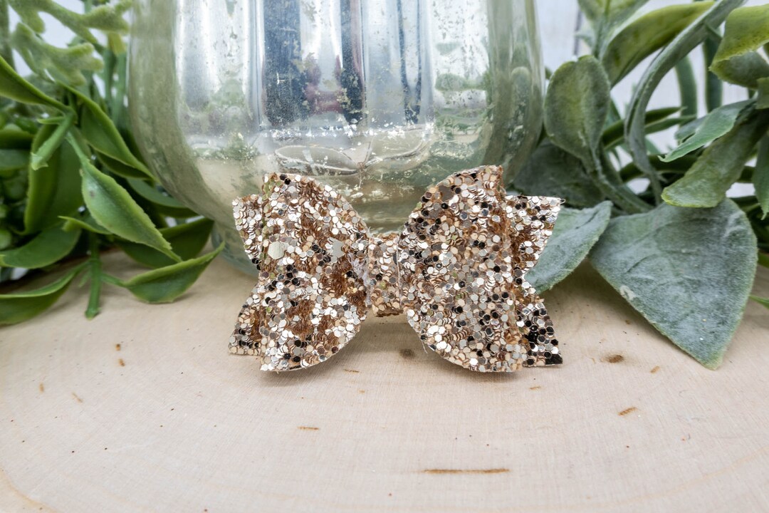 Cute Holiday Dog Hair Bows. Gold Glitter Dog Bow. Barrettes for Small ...