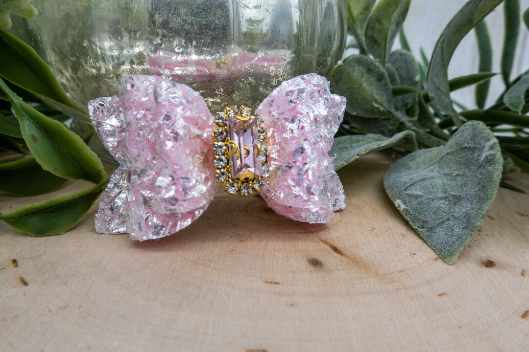 Gorgeous Shiny Pink Dog Bow. Rhinestone Center. Pretty Girl Dog ...