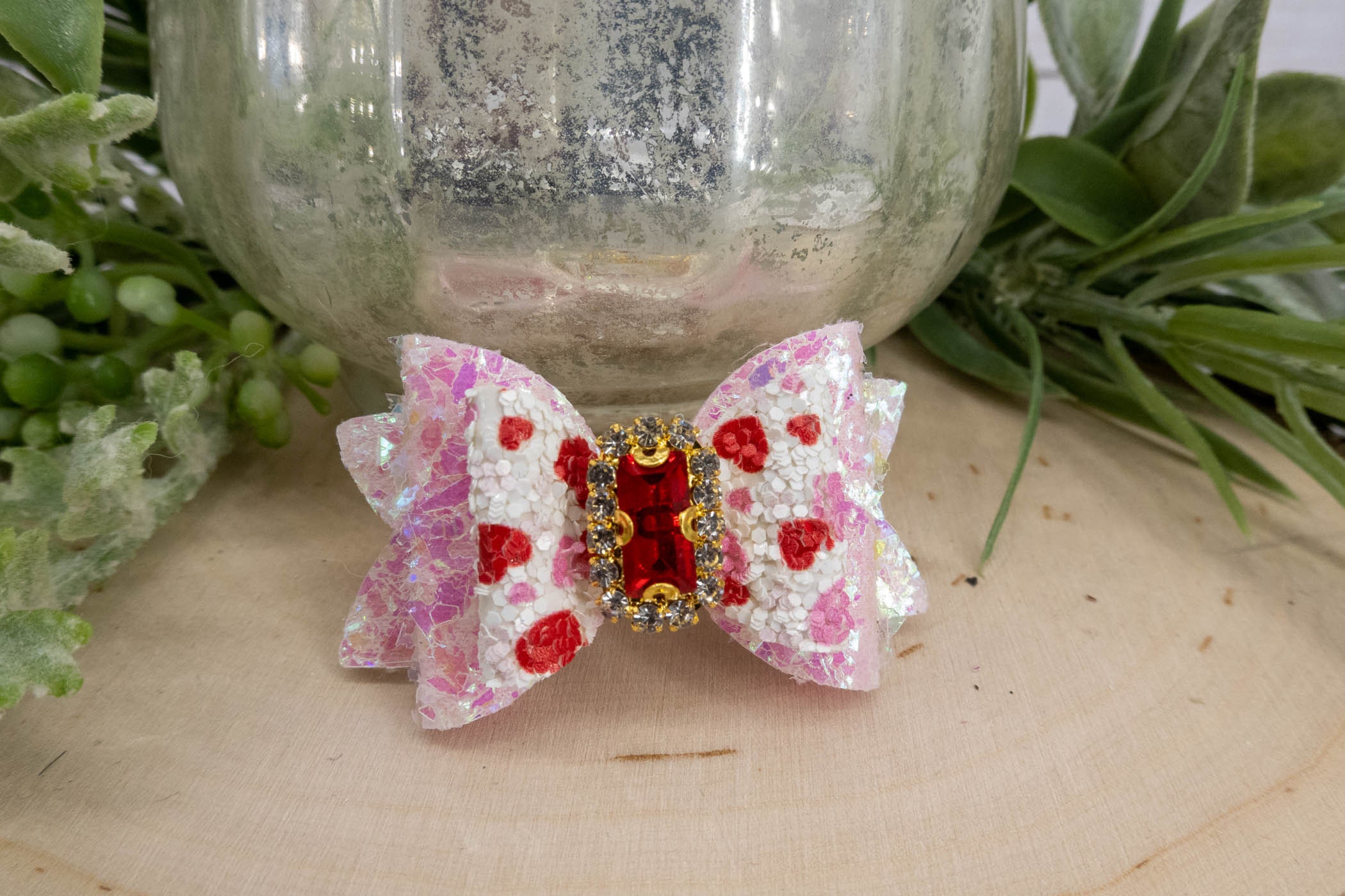 Cute Dog Bows. Fancy Dog Hair Bow With Pink Hearts & Red - Etsy