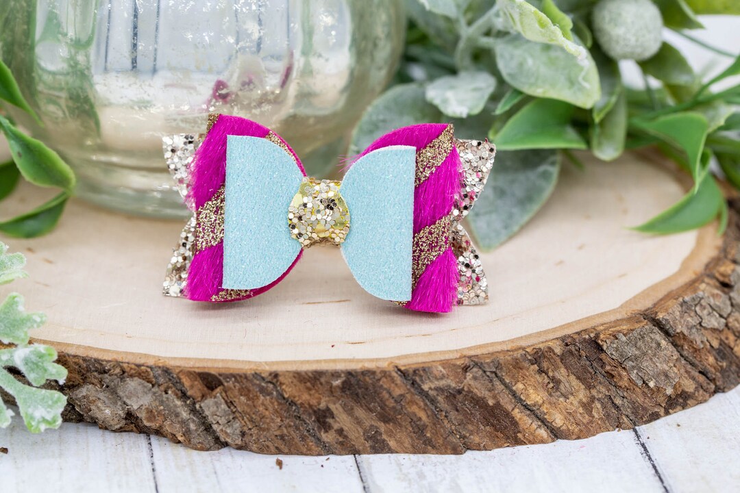 Dog Hair Bows. Hot Pink Gold Glitter and Turquoise Blue Dog Bow. Cute ...