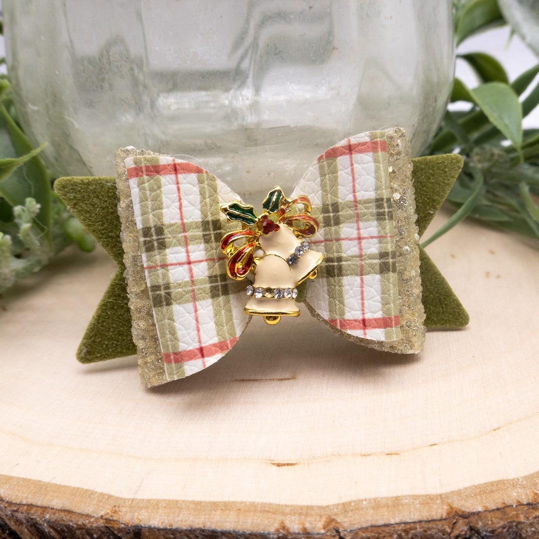 Fancy Christmas Dog Bow. Green Plaid Dog Hair Bow. Girl Dog or Boy Dog ...