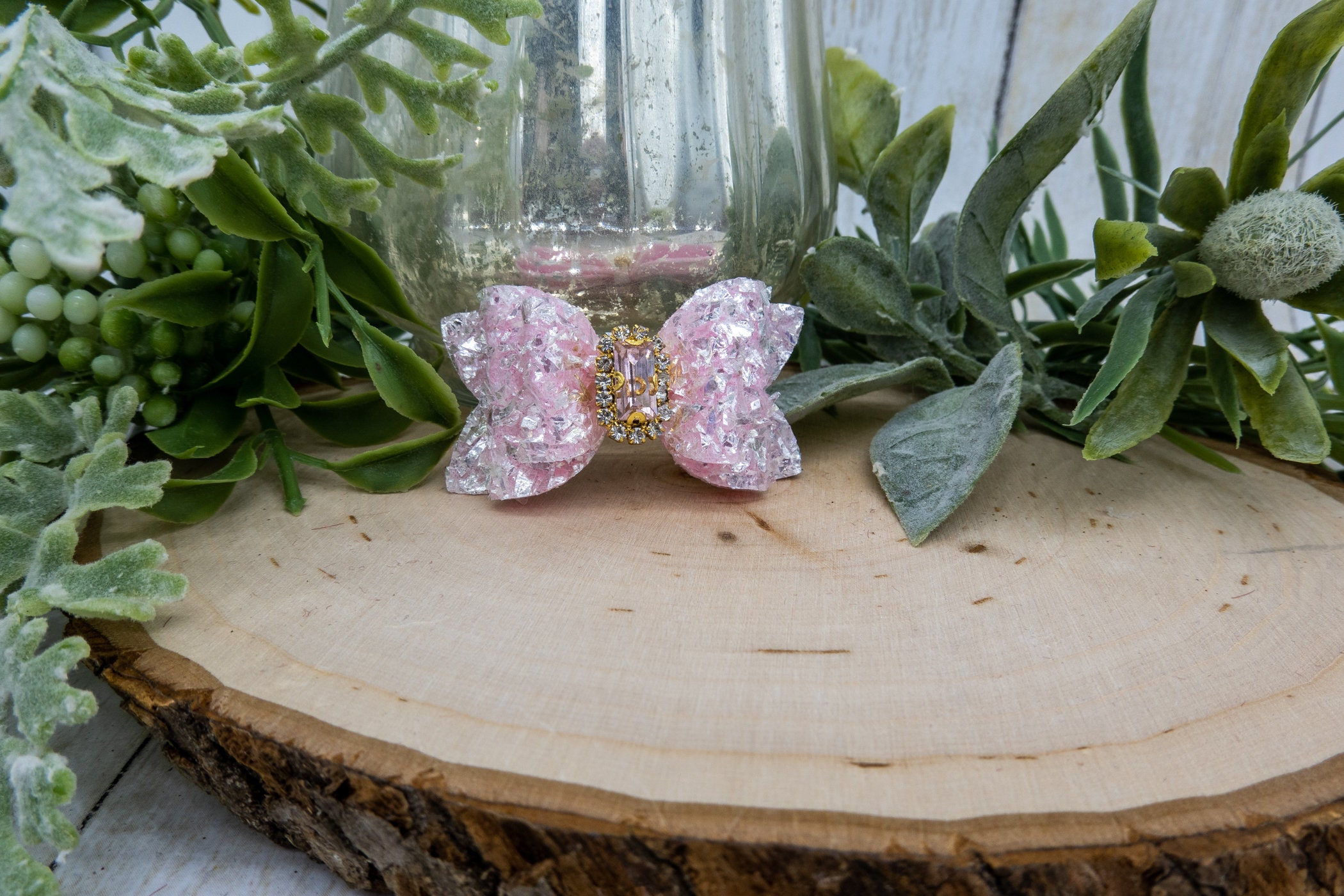 Gorgeous Shiny Pink Dog Bow. Rhinestone Center. Pretty Girl Dog ...