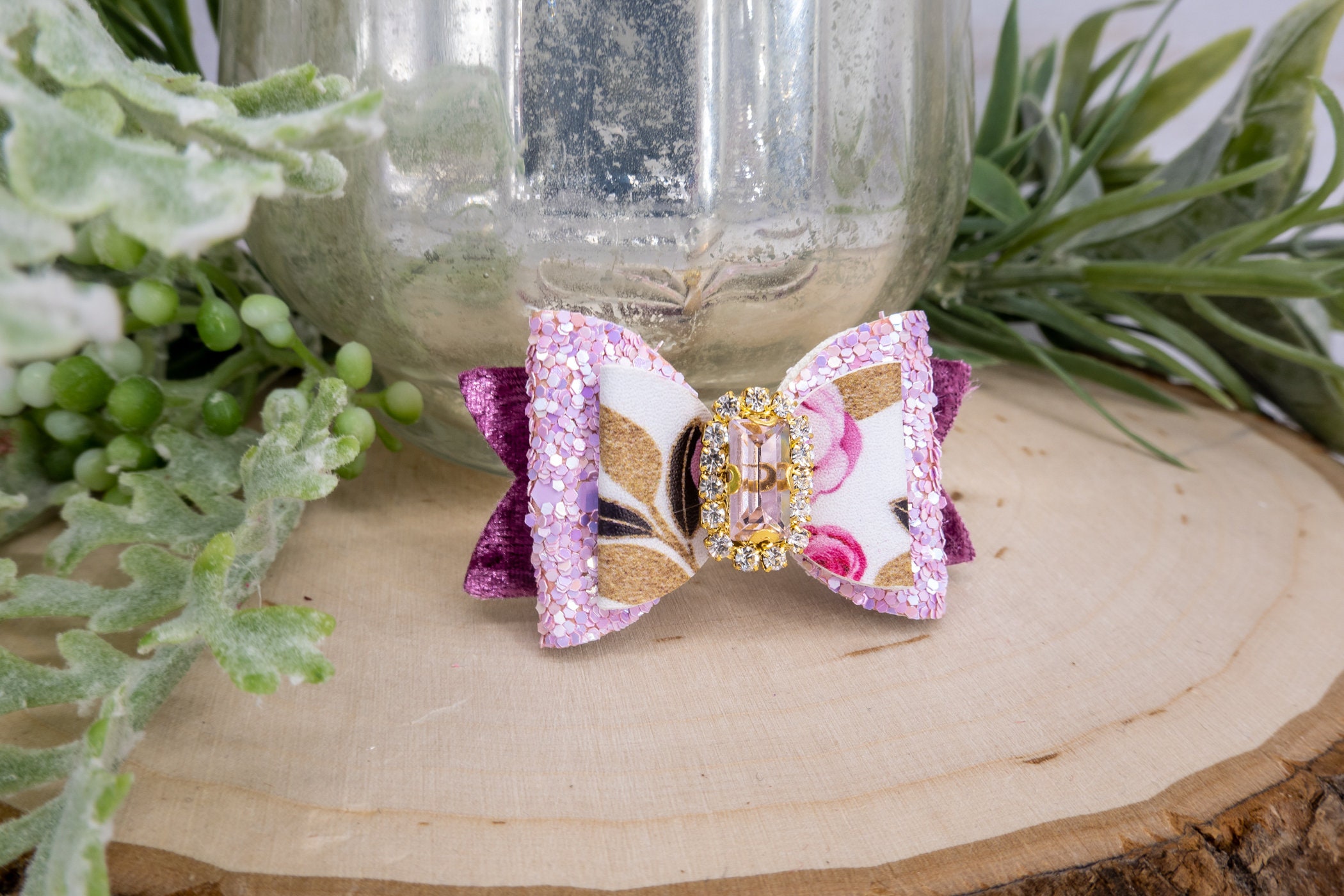 Cute Dog Bows. Pink and Puprle Floral Dog Hair Bow. Girl Dog | Etsy