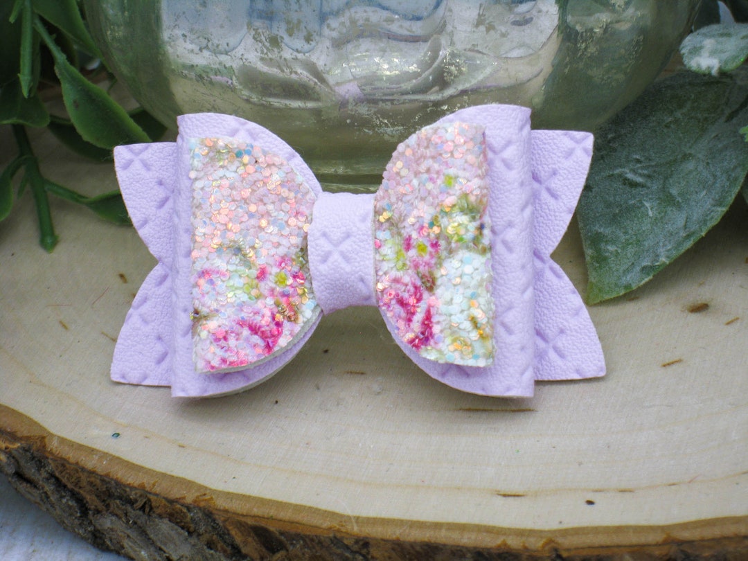 Cute Lavender and Pink, White Floral Dog Hair Bow. Lavender Purple ...