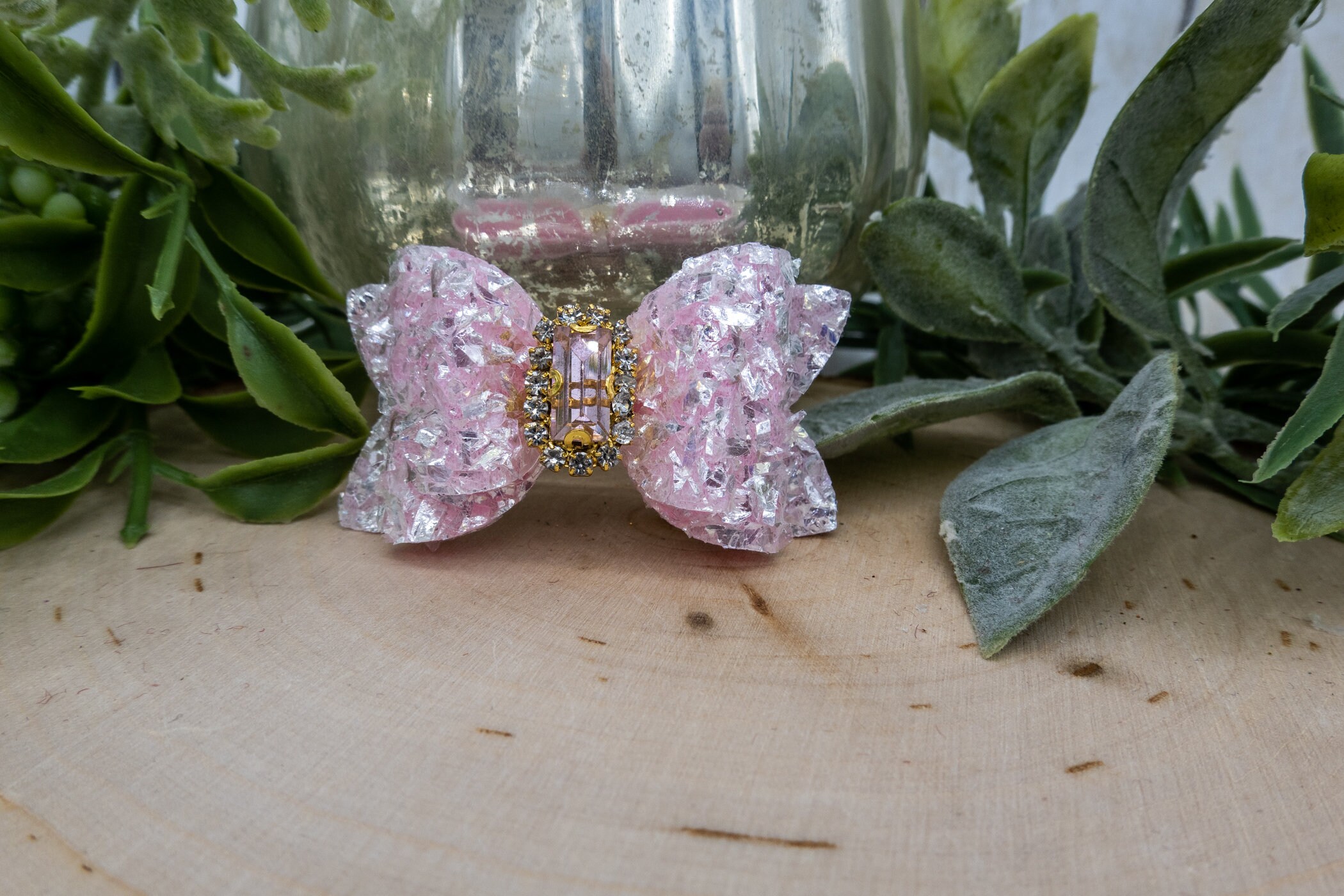 Gorgeous Shiny Pink Dog Bow. Rhinestone Center. Pretty Girl | Etsy