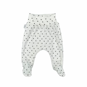 Black Tiny Hearts on Ivory Baby Footed Pants and Top Knot - Etsy