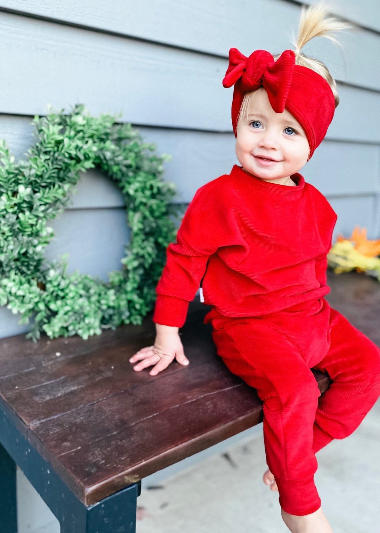 Red Velvet rib baby unisex clothes set baby top joggers | Etsy