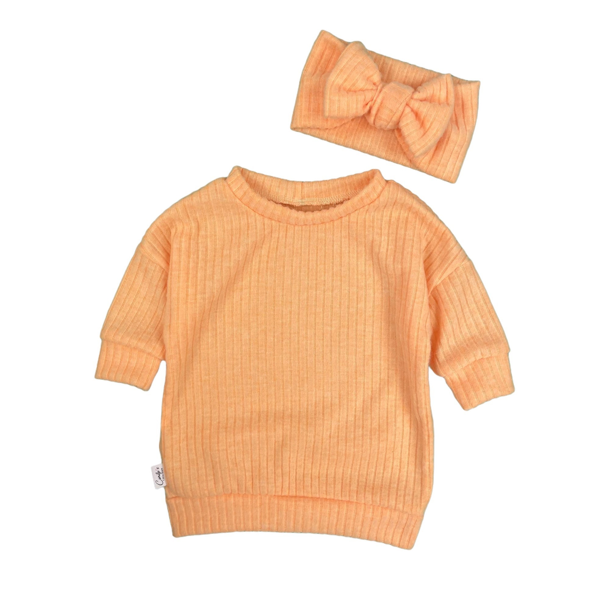 Orange brushed baby girl Tunic Dress and knot headband / | Etsy