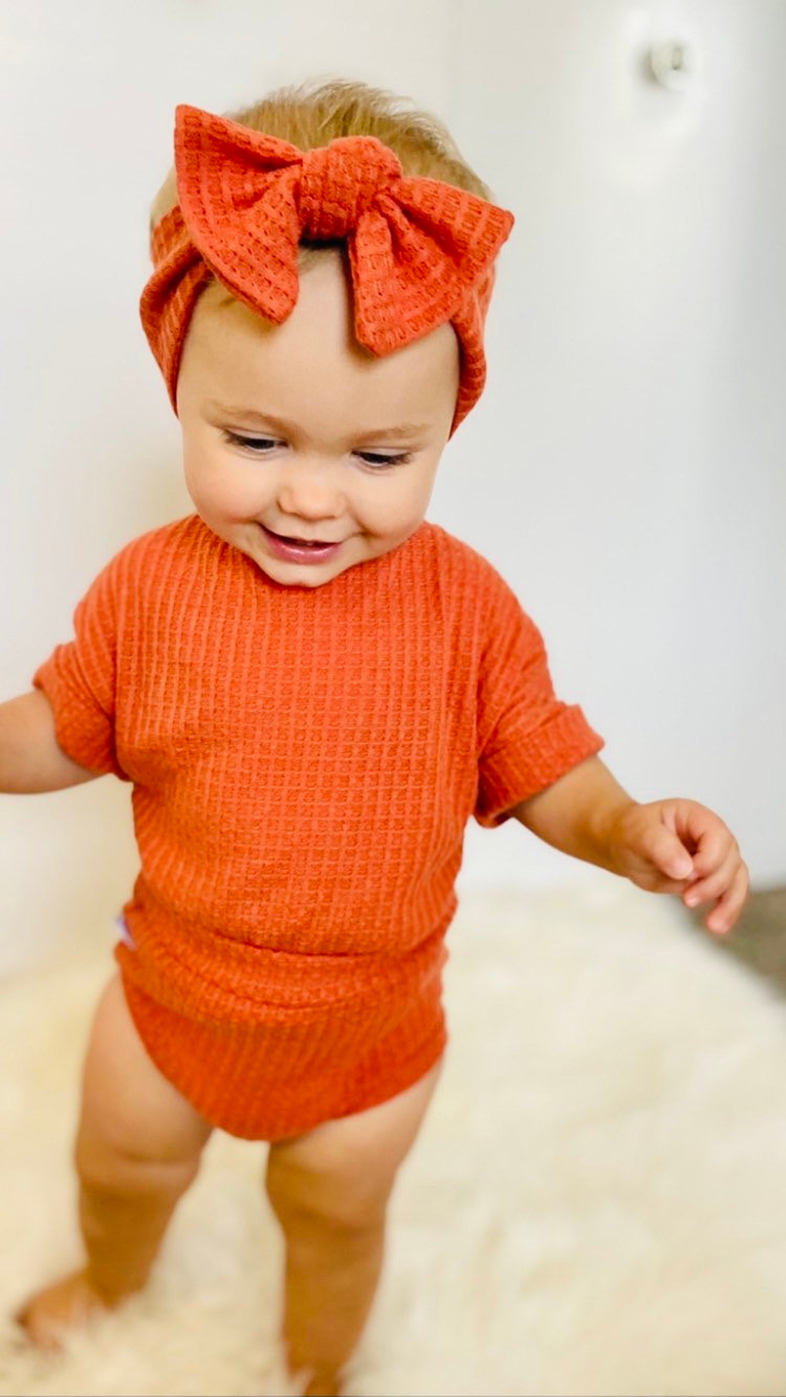 Rust Orange Baby Lounge Outfit 3-6 Baby Top Bloomers and - Etsy