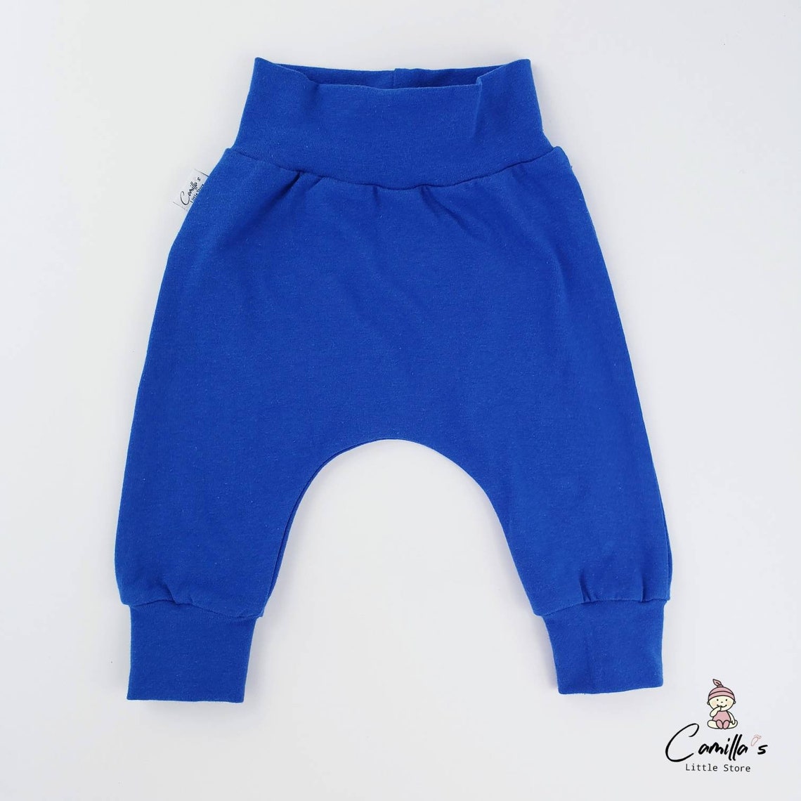 Royal blue baby joggers and bib set preemie unisex harem | Etsy