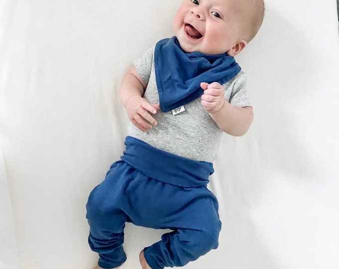 Indigo Blue Baby Boy Joggers and Bib Set Preemie Boy Clothes Newborn ...