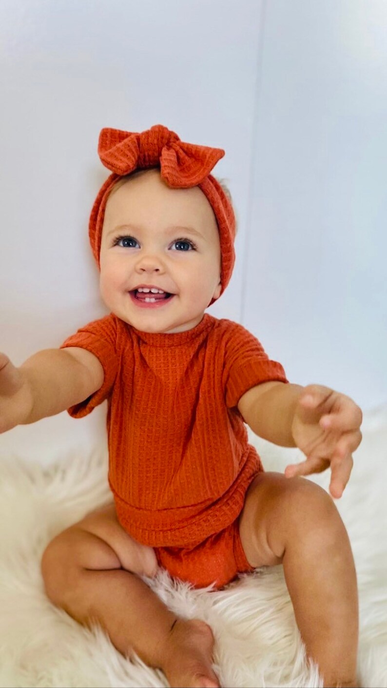 Rust Orange Baby Lounge Outfit 3-6 Baby Top Bloomers and - Etsy