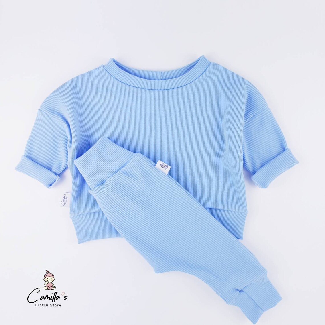 Sky Blue Baby Unisex Clothes Set Baby Top Joggers & Knot - Etsy